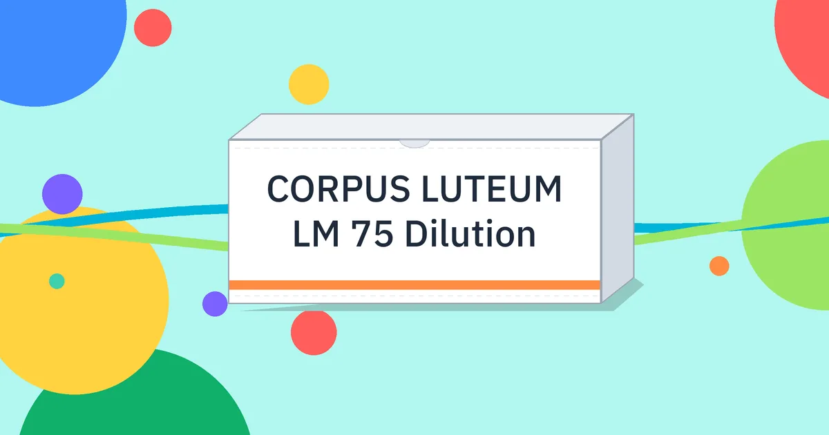 Symbolbild: Packung mit der Aufschrift CORPUS LUTEUM LM 75 Dilution (PZN 12835081) – Verfügbarkeit und Bezug in Apotheken in Frankfurt am Main