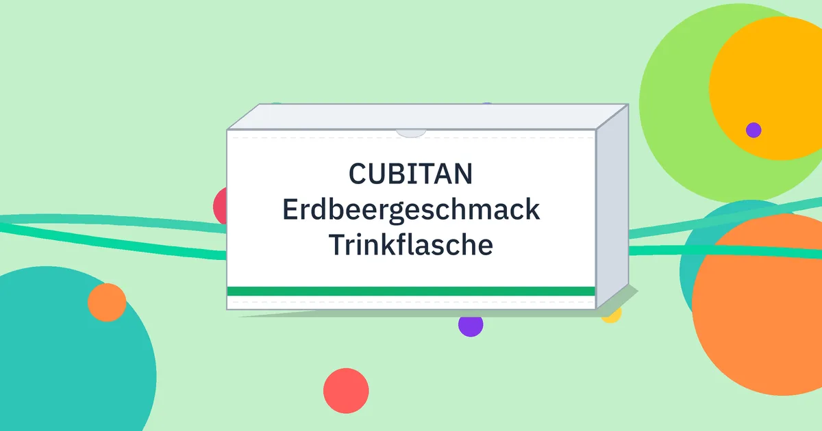 Symbolbild: Packung mit der Aufschrift CUBITAN Erdbeergeschmack Trinkflasche (PZN 20323231) – Verfügbarkeit und Bezug in Apotheken in Frankfurt am Main