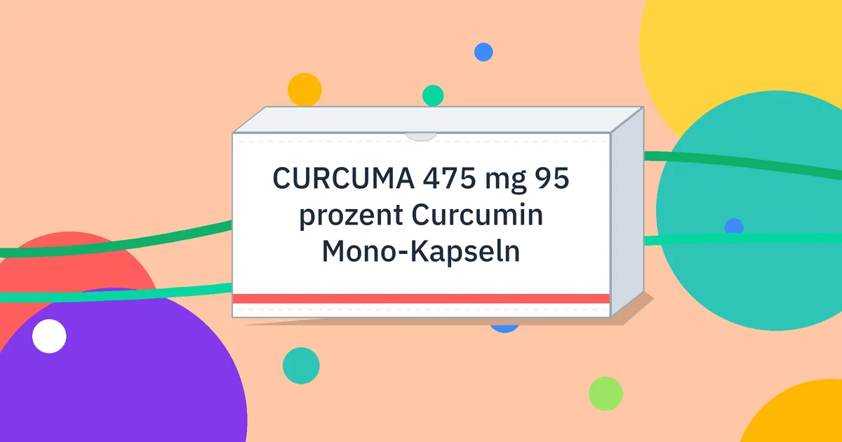 Symbolbild: Packung mit der Aufschrift CURCUMA 475 mg 95 prozent Curcumin Mono-Kapseln (PZN 13598134) – Verfügbarkeit und Bezug in Apotheken in Frankfurt am Main