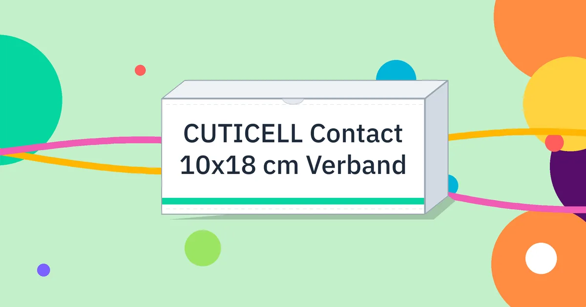 Symbolbild: Packung mit der Aufschrift CUTICELL Contact 10x18 cm Verband (PZN 19510815) – Verfügbarkeit und Bezug in Apotheken in Frankfurt am Main