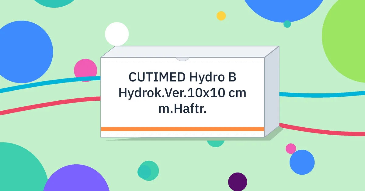Symbolbild: Packung mit der Aufschrift CUTIMED Hydro B Hydrok.Ver.10x10 cm m.Haftr. (PZN 11184150) – Verfügbarkeit und Bezug in Apotheken in Frankfurt am Main