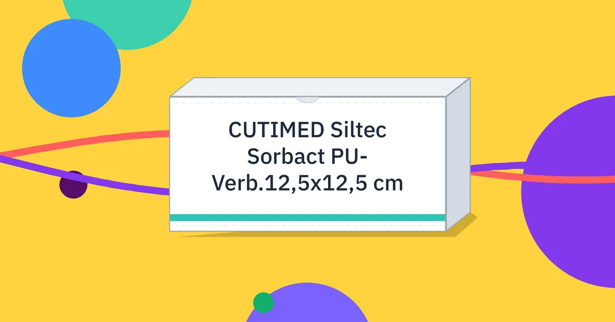 Symbolbild: Packung mit der Aufschrift CUTIMED Siltec Sorbact PU-Verb.12,5x12,5 cm (PZN 15378448) – Verfügbarkeit und Bezug in Apotheken in Frankfurt am Main