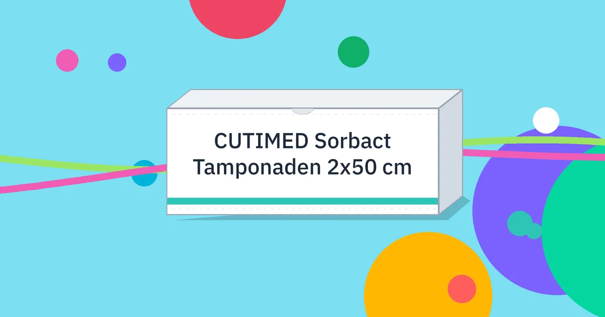 Symbolbild: Packung mit der Aufschrift CUTIMED Sorbact Tamponaden 2x50 cm (PZN 17881677) – Verfügbarkeit und Bezug in Apotheken in Frankfurt am Main