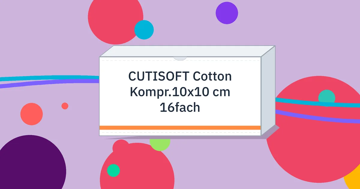 Symbolbild: Packung mit der Aufschrift CUTISOFT Cotton Kompr.10x10 cm 16fach (PZN 06477861) – Verfügbarkeit und Bezug in Apotheken in Frankfurt am Main