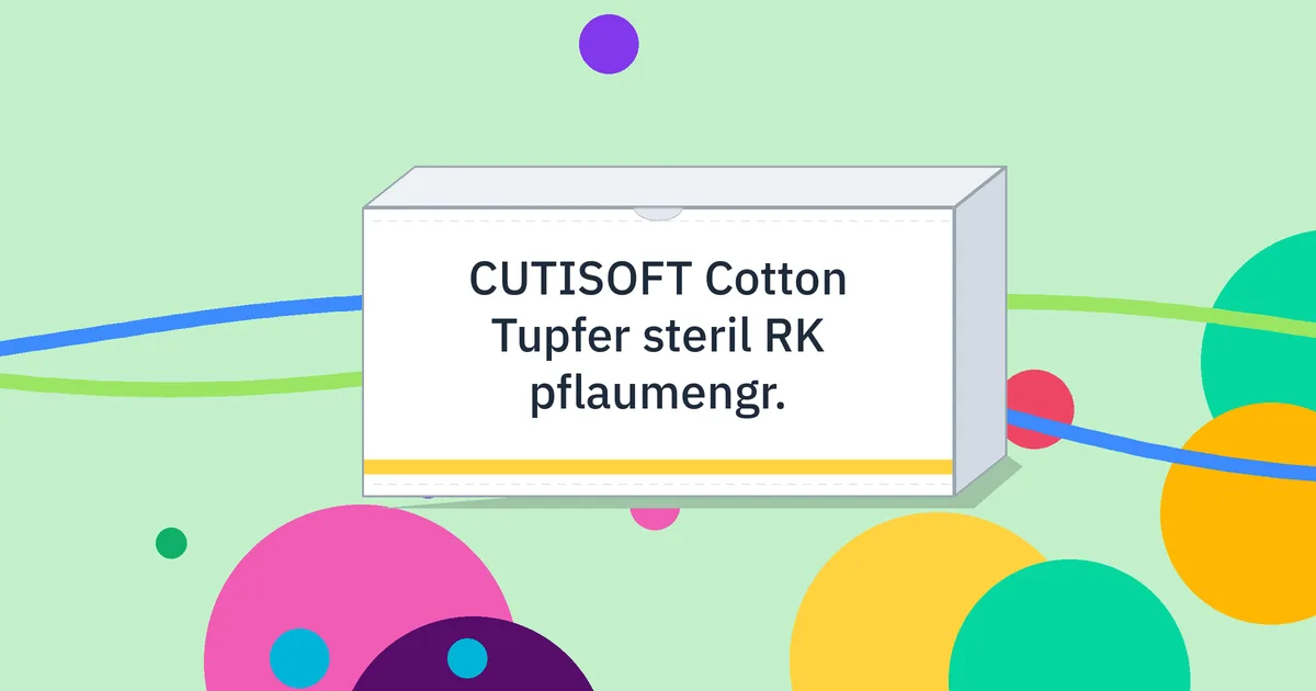 Symbolbild: Packung mit der Aufschrift CUTISOFT Cotton Tupfer steril RK pflaumengr. (PZN 03901028) – Verfügbarkeit und Bezug in Apotheken in Frankfurt am Main