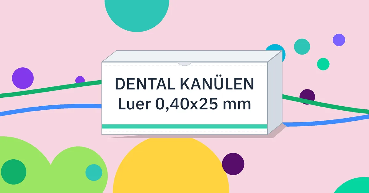 Symbolbild: Packung mit der Aufschrift DENTAL KANÜLEN Luer 0,40x25 mm (PZN 09618977) – Verfügbarkeit und Bezug in Apotheken in Frankfurt am Main