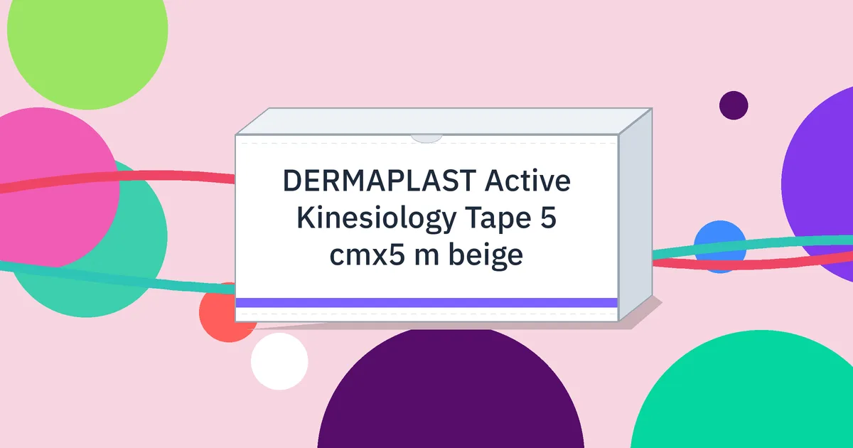 Symbolbild: Packung mit der Aufschrift DERMAPLAST Active Kinesiology Tape 5 cmx5 m beige (PZN 12903055) – Verfügbarkeit und Bezug in Apotheken in Frankfurt am Main