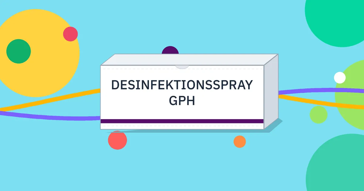 Symbolbild: Packung mit der Aufschrift DESINFEKTIONSSPRAY GPH (PZN 16629415) – Verfügbarkeit und Bezug in Apotheken in Frankfurt am Main