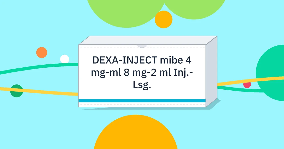 Symbolbild: Packung mit der Aufschrift DEXA-INJECT mibe 4 mg-ml 8 mg-2 ml Inj.-Lsg. (PZN 19847294) – Verfügbarkeit und Bezug in Apotheken in Frankfurt am Main