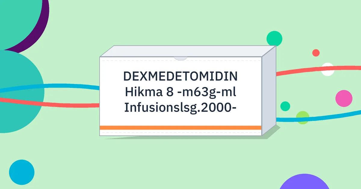 Symbolbild: Packung mit der Aufschrift DEXMEDETOMIDIN Hikma 8 -m63g-ml Infusionslsg.2000- (PZN 19211840) – Verfügbarkeit und Bezug in Apotheken in Frankfurt am Main