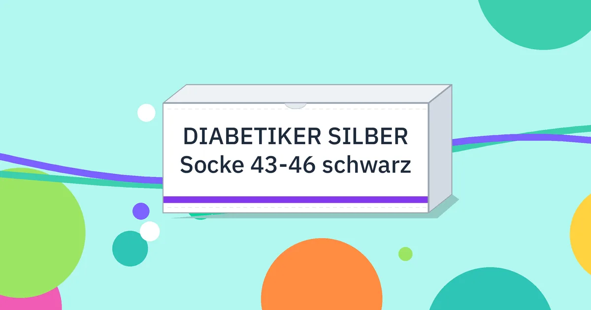 Symbolbild: Packung mit der Aufschrift DIABETIKER SILBER Socke 43-46 schwarz (PZN 04214703) – Verfügbarkeit und Bezug in Apotheken in Frankfurt am Main