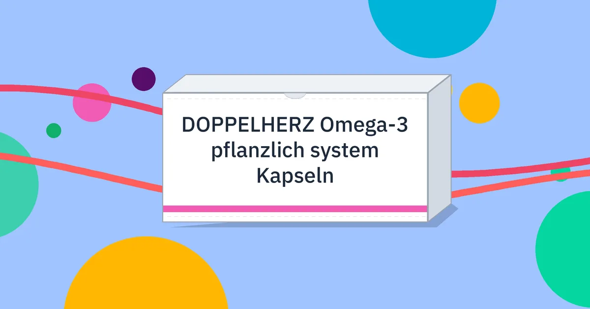 Symbolbild: Packung mit der Aufschrift DOPPELHERZ Omega-3 pflanzlich system Kapseln (PZN 16224776) – Verfügbarkeit und Bezug in Apotheken in Frankfurt am Main