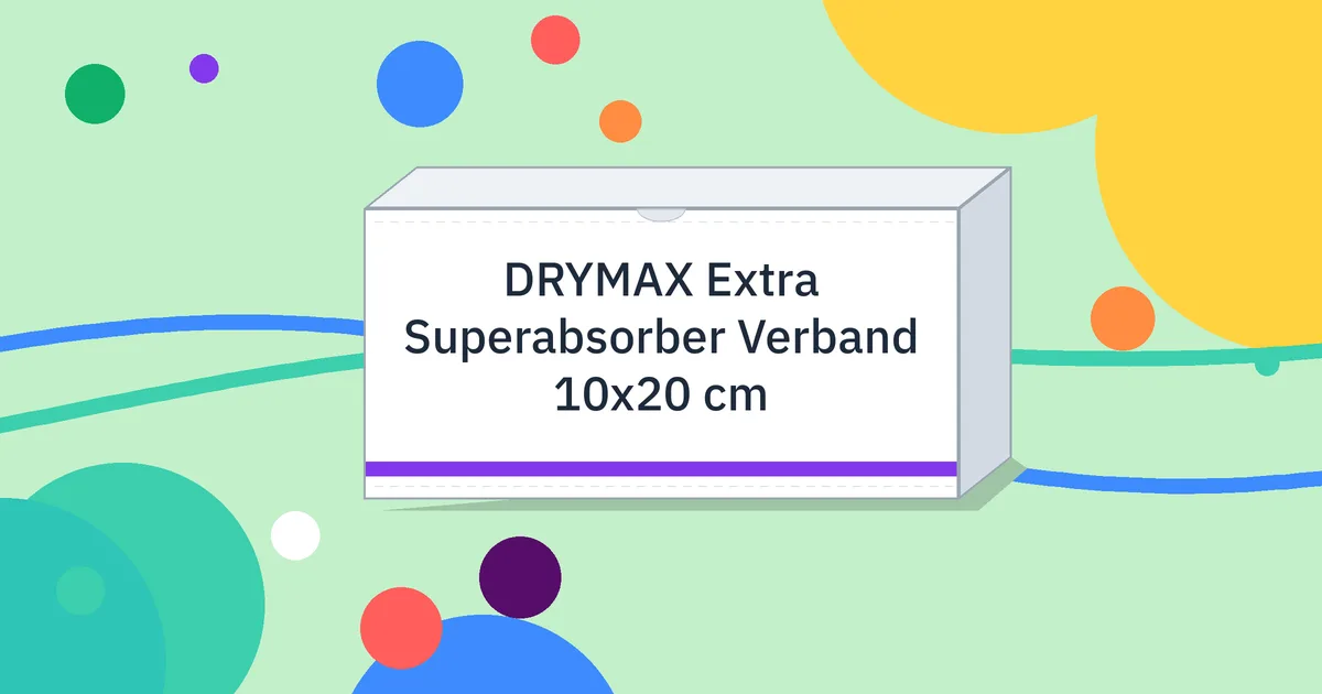 Symbolbild: Packung mit der Aufschrift DRYMAX Extra Superabsorber Verband 10x20 cm (PZN 11586813) – Verfügbarkeit und Bezug in Apotheken in Frankfurt am Main