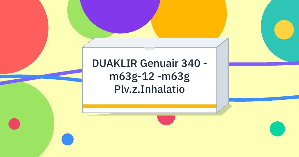 Symbolbild: Packung mit der Aufschrift DUAKLIR Genuair 340 -m63g-12 -m63g Plv.z.Inhalatio (PZN 12543160) – Verfügbarkeit und Bezug in Apotheken in Frankfurt am Main