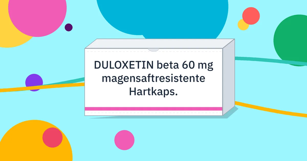 Symbolbild: Packung mit der Aufschrift DULOXETIN beta 60 mg magensaftresistente Hartkaps. (PZN 08468889) – Verfügbarkeit und Bezug in Apotheken in Frankfurt am Main