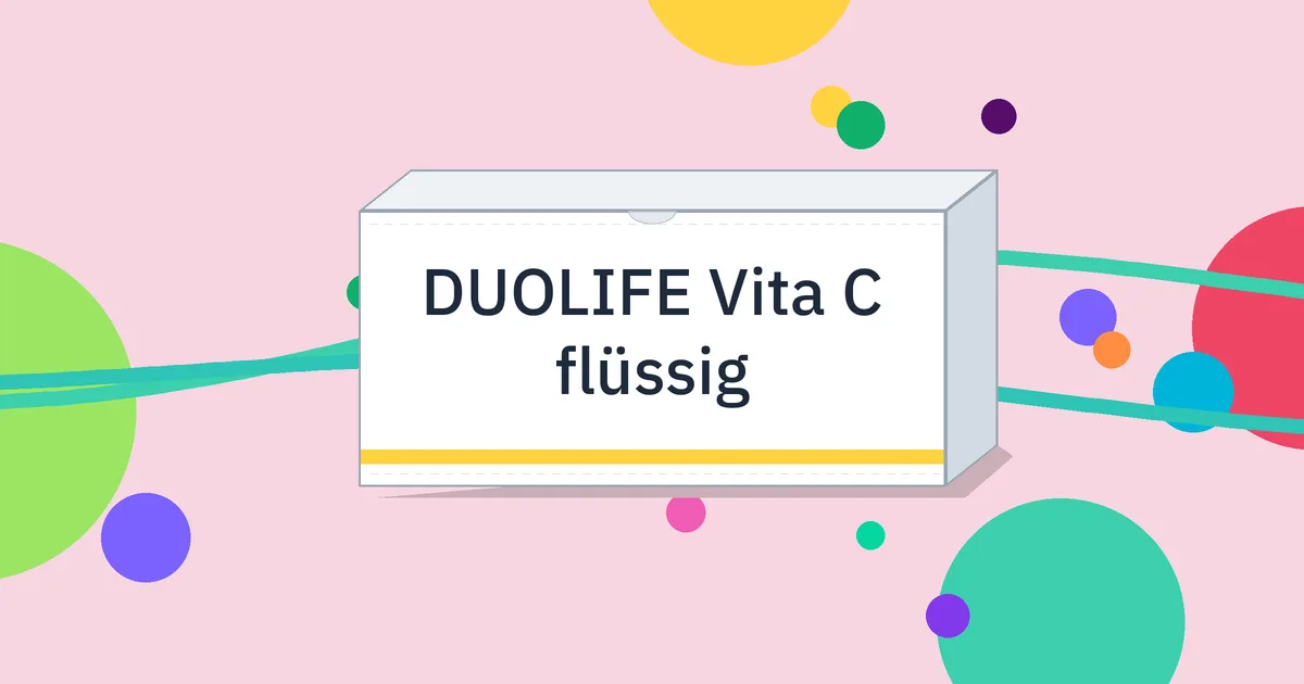 Symbolbild: Packung mit der Aufschrift DUOLIFE Vita C flüssig (PZN 16683544) – Verfügbarkeit und Bezug in Apotheken in Frankfurt am Main