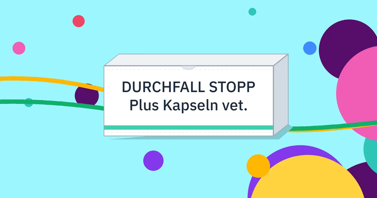 Symbolbild: Packung mit der Aufschrift DURCHFALL STOPP Plus Kapseln vet. (PZN 19490857) – Verfügbarkeit und Bezug in Apotheken in Frankfurt am Main
