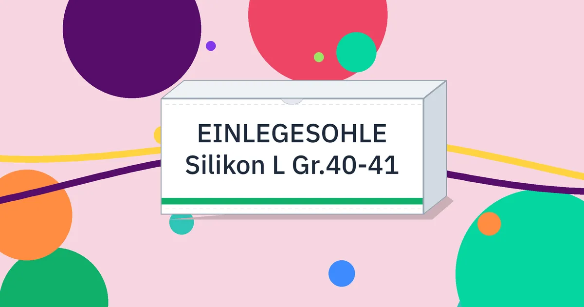 Symbolbild: Packung mit der Aufschrift EINLEGESOHLE Silikon L Gr.40-41 (PZN 19072924) – Verfügbarkeit und Bezug in Apotheken in Frankfurt am Main