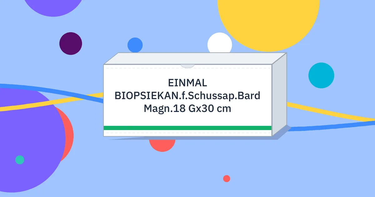 Symbolbild: Packung mit der Aufschrift EINMAL BIOPSIEKAN.f.Schussap.Bard Magn.18 Gx30 cm (PZN 00283699) – Verfügbarkeit und Bezug in Apotheken in Frankfurt am Main