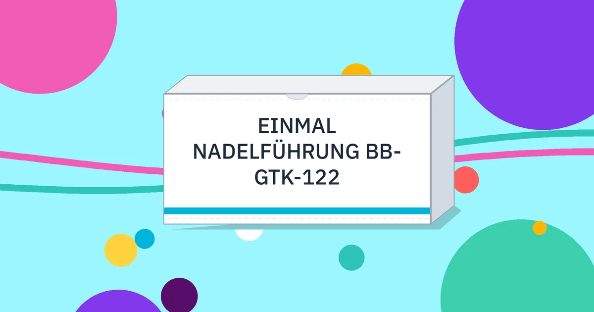 Symbolbild: Packung mit der Aufschrift EINMAL NADELFÜHRUNG BB-GTK-122 (PZN 18677074) – Verfügbarkeit und Bezug in Apotheken in Frankfurt am Main