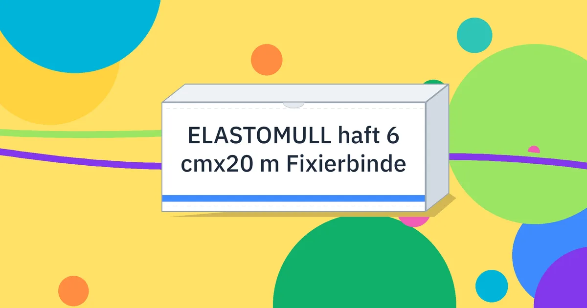 Symbolbild: Packung mit der Aufschrift ELASTOMULL haft 6 cmx20 m Fixierbinde (PZN 12656728) – Verfügbarkeit und Bezug in Apotheken in Frankfurt am Main