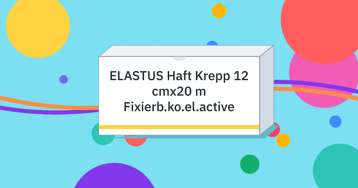 Symbolbild: Packung mit der Aufschrift ELASTUS Haft Krepp 12 cmx20 m Fixierb.ko.el.active (PZN 01668384) – Verfügbarkeit und Bezug in Apotheken in Frankfurt am Main
