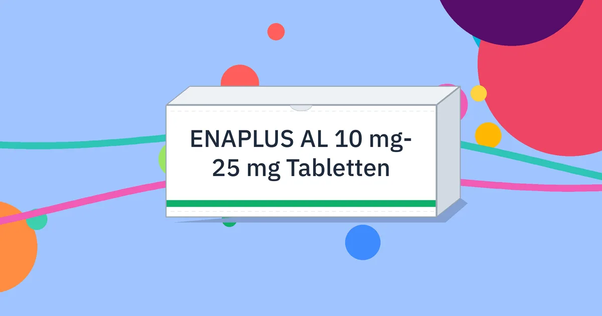 Symbolbild: Packung mit der Aufschrift ENAPLUS AL 10 mg-25 mg Tabletten (PZN 02951260) – Verfügbarkeit und Bezug in Apotheken in Frankfurt am Main
