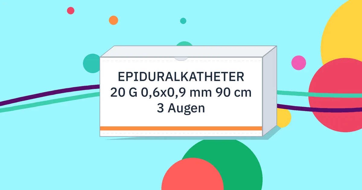 Symbolbild: Packung mit der Aufschrift EPIDURALKATHETER 20 G 0,6x0,9 mm 90 cm 3 Augen (PZN 00875336) – Verfügbarkeit und Bezug in Apotheken in Frankfurt am Main