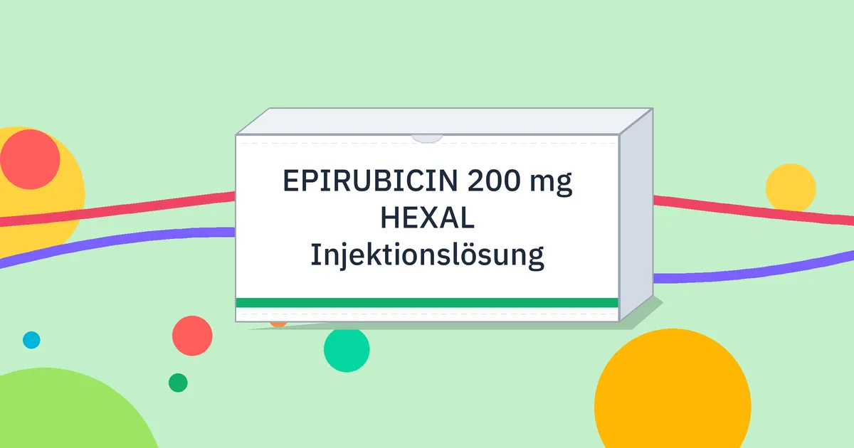 Symbolbild: Packung mit der Aufschrift EPIRUBICIN 200 mg HEXAL Injektionslösung (PZN 02236391) – Verfügbarkeit und Bezug in Apotheken in Frankfurt am Main