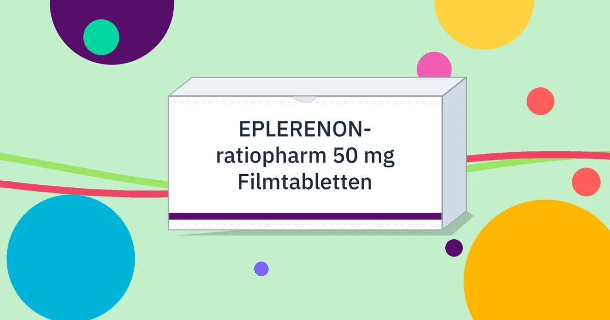 Symbolbild: Packung mit der Aufschrift EPLERENON-ratiopharm 50 mg Filmtabletten (PZN 18138331) – Verfügbarkeit und Bezug in Apotheken in Frankfurt am Main