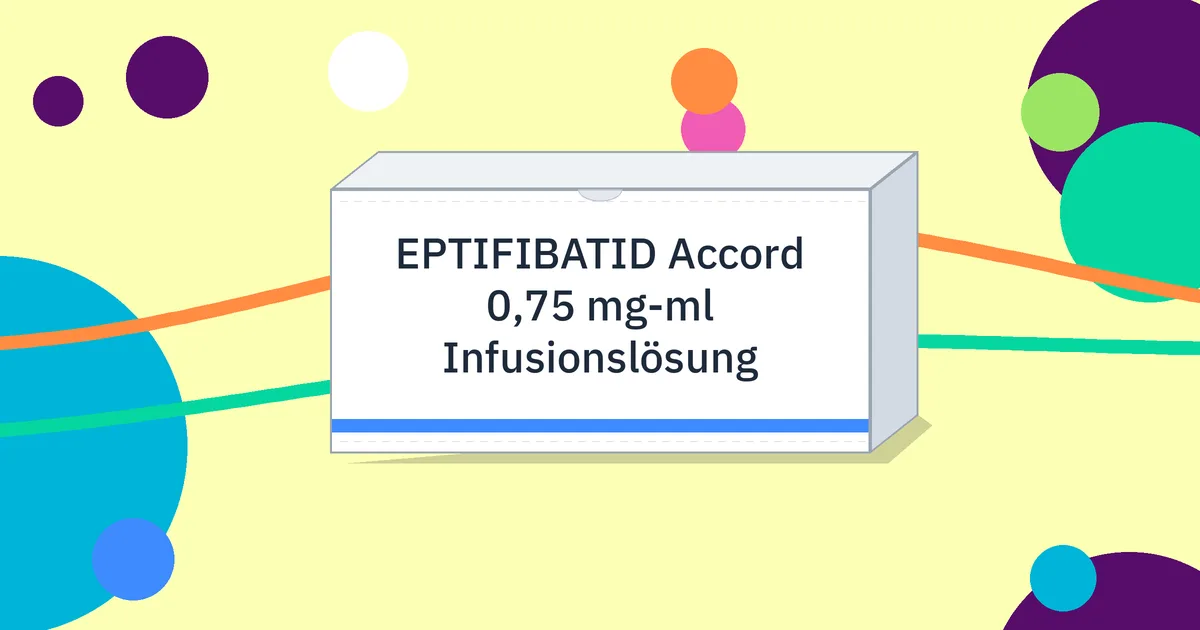 Symbolbild: Packung mit der Aufschrift EPTIFIBATID Accord 0,75 mg-ml Infusionslösung (PZN 11666191) – Verfügbarkeit und Bezug in Apotheken in Frankfurt am Main