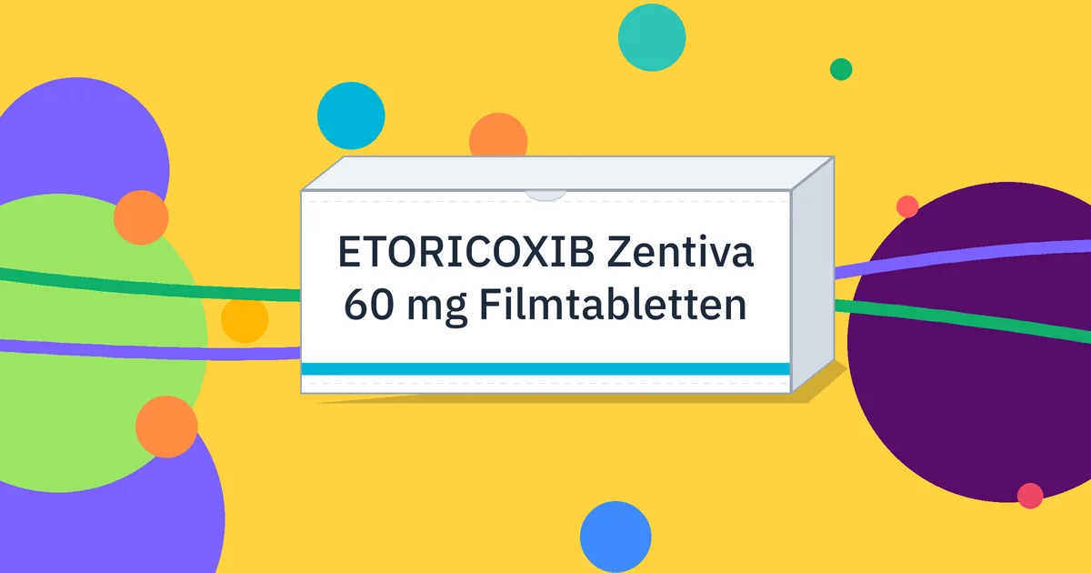 Symbolbild: Packung mit der Aufschrift ETORICOXIB Zentiva 60 mg Filmtabletten (PZN 12585537) – Verfügbarkeit und Bezug in Apotheken in Frankfurt am Main