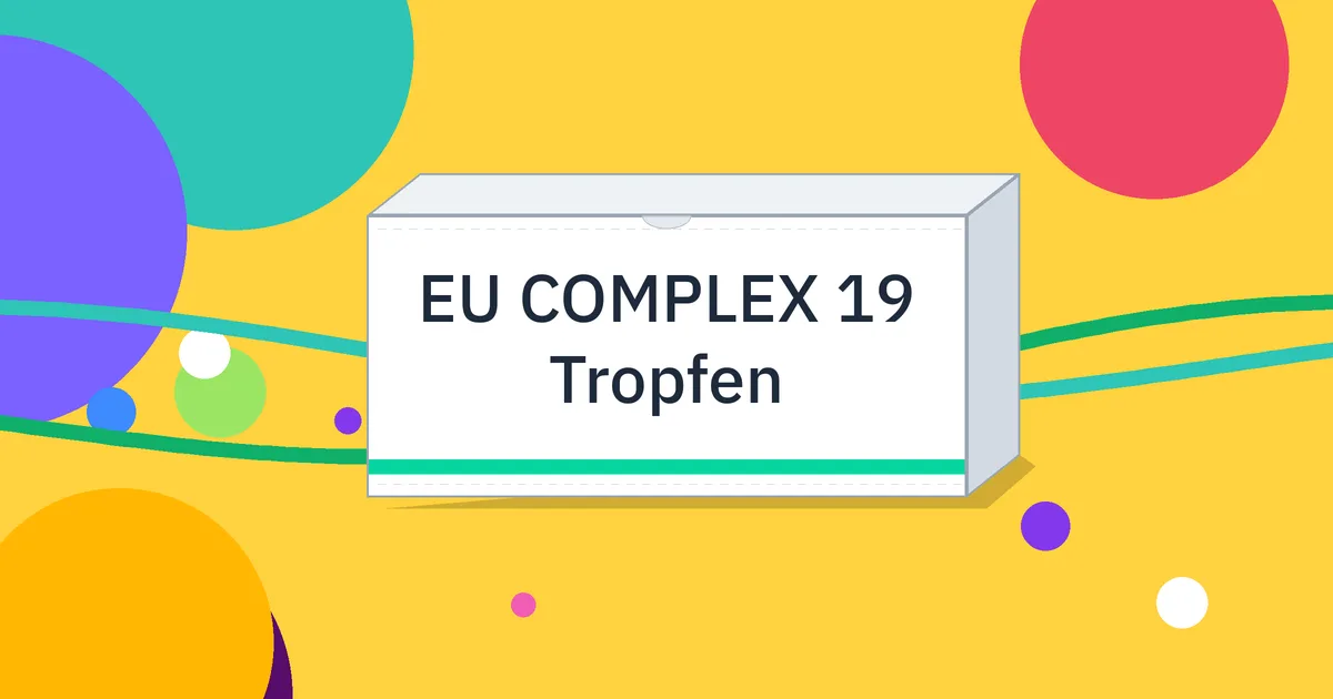 Symbolbild: Packung mit der Aufschrift EU COMPLEX 19 Tropfen (PZN 16785078) – Verfügbarkeit und Bezug in Apotheken in Frankfurt am Main