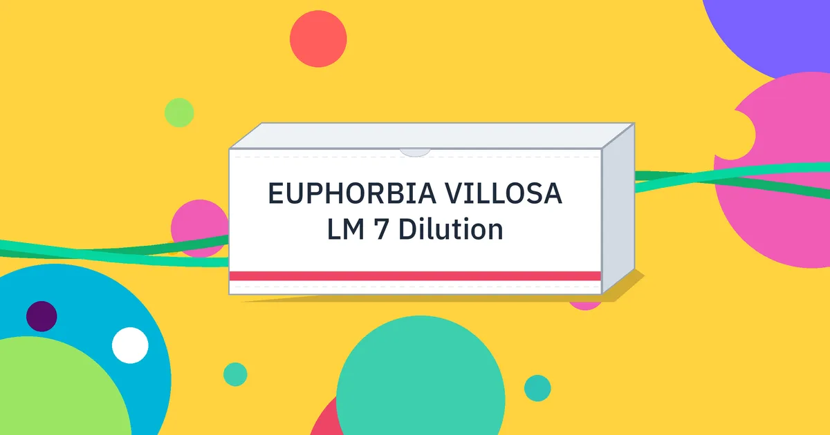 Symbolbild: Packung mit der Aufschrift EUPHORBIA VILLOSA LM 7 Dilution (PZN 13482673) – Verfügbarkeit und Bezug in Apotheken in Frankfurt am Main