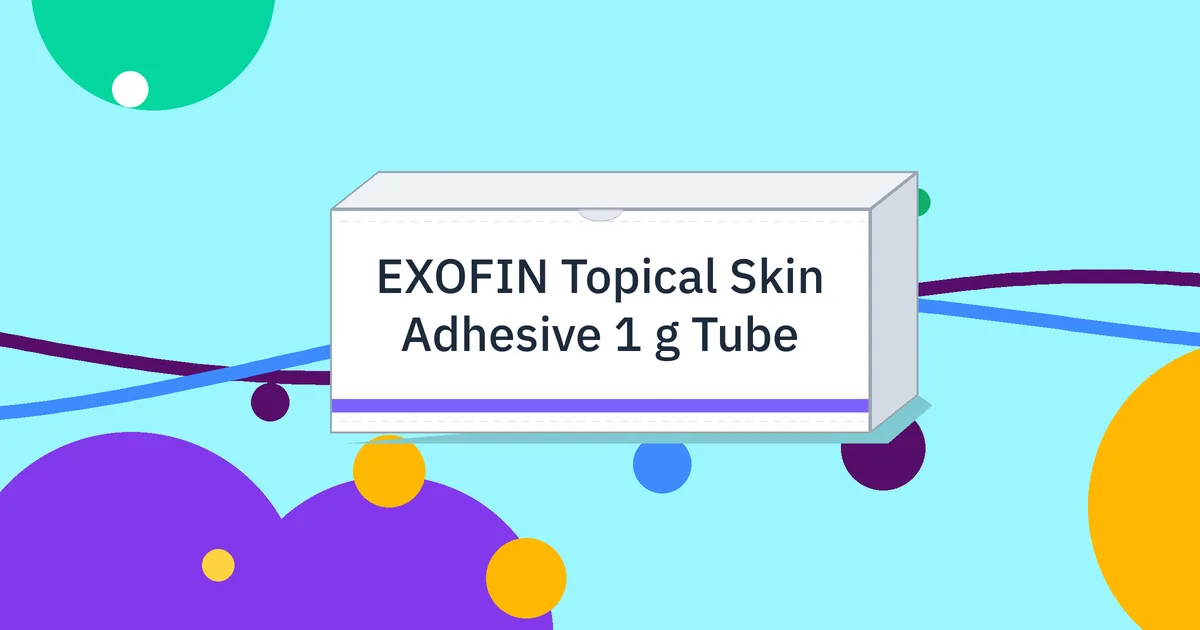 Symbolbild: Packung mit der Aufschrift EXOFIN Topical Skin Adhesive 1 g Tube (PZN 19277885) – Verfügbarkeit und Bezug in Apotheken in Frankfurt am Main
