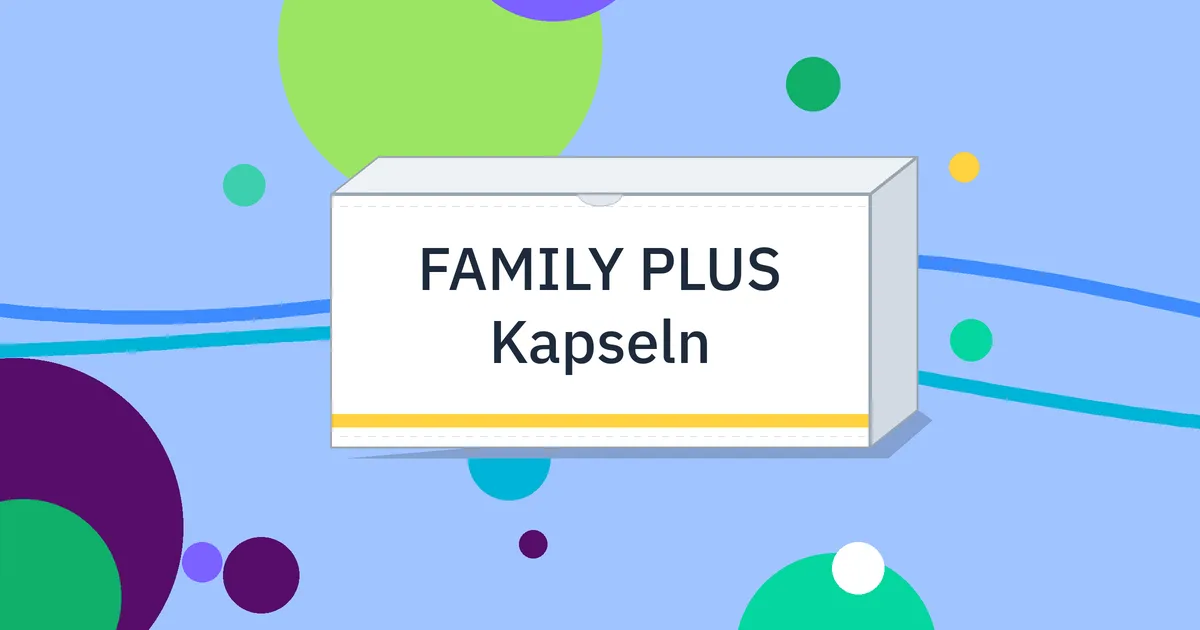 Symbolbild: Packung mit der Aufschrift FAMILY PLUS Kapseln (PZN 14217252) – Verfügbarkeit und Bezug in Apotheken in Frankfurt am Main