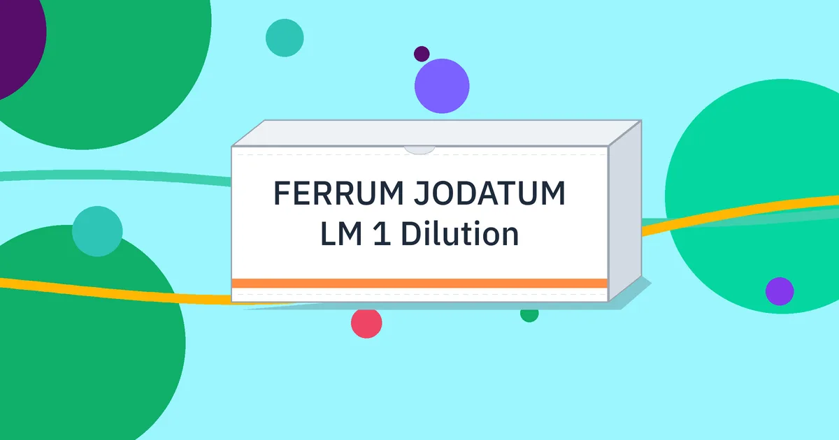 Symbolbild: Packung mit der Aufschrift FERRUM JODATUM LM 1 Dilution (PZN 12848770) – Verfügbarkeit und Bezug in Apotheken in Frankfurt am Main