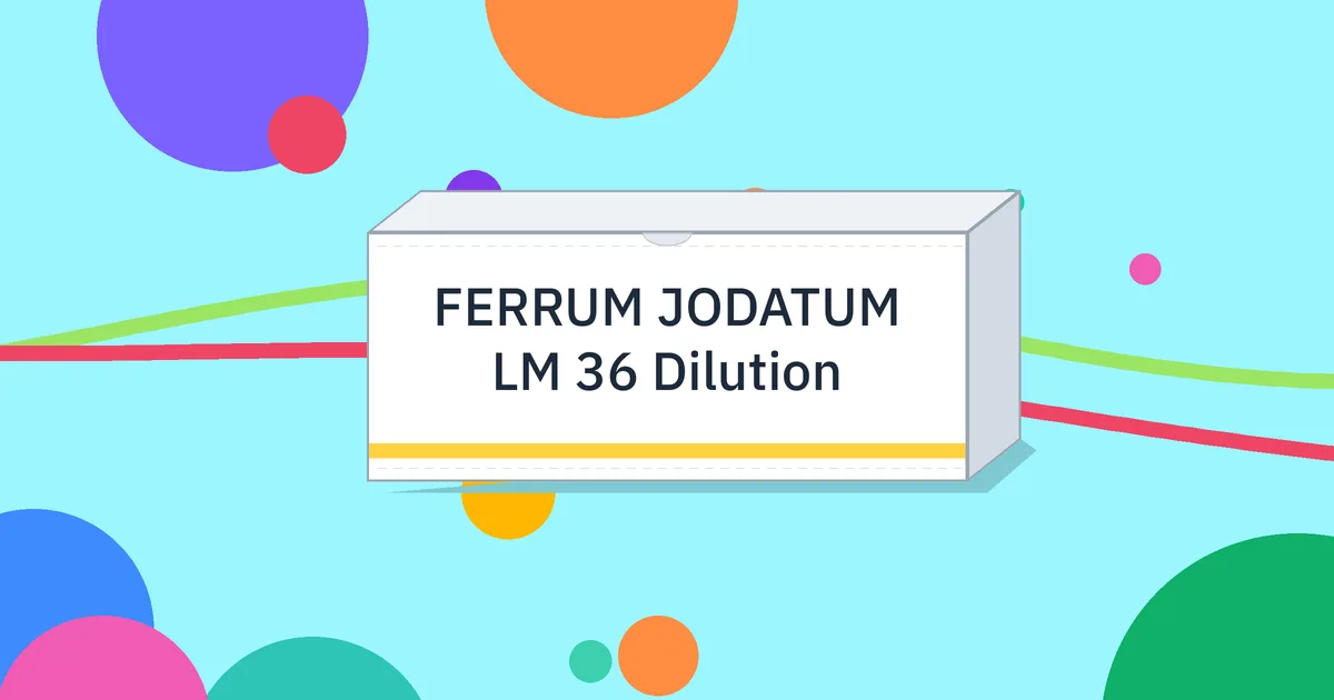 Symbolbild: Packung mit der Aufschrift FERRUM JODATUM LM 36 Dilution (PZN 12849143) – Verfügbarkeit und Bezug in Apotheken in Frankfurt am Main