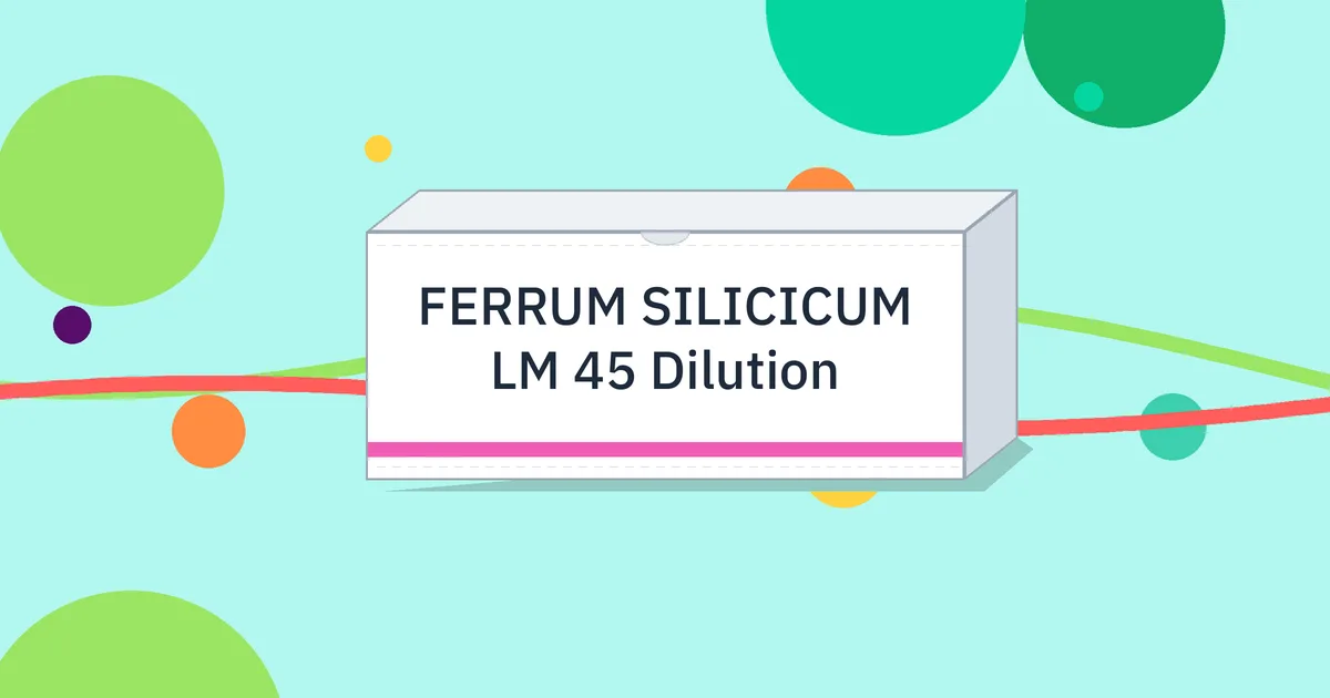 Symbolbild: Packung mit der Aufschrift FERRUM SILICICUM LM 45 Dilution (PZN 12853280) – Verfügbarkeit und Bezug in Apotheken in Frankfurt am Main