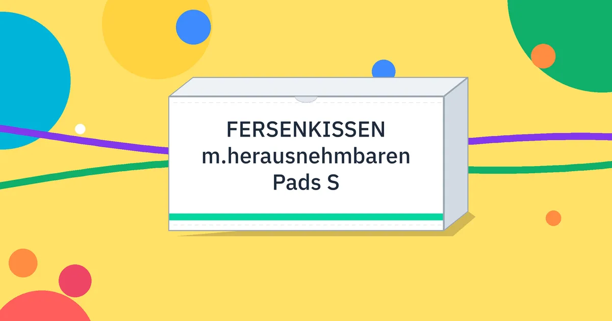 Symbolbild: Packung mit der Aufschrift FERSENKISSEN m.herausnehmbaren Pads S (PZN 19073102) – Verfügbarkeit und Bezug in Apotheken in Frankfurt am Main