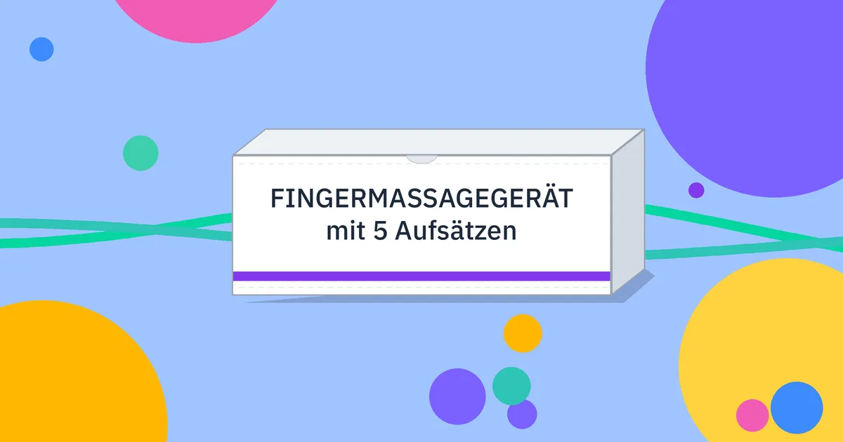 Symbolbild: Packung mit der Aufschrift FINGERMASSAGEGERÄT mit 5 Aufsätzen (PZN 10997804) – Verfügbarkeit und Bezug in Apotheken in Frankfurt am Main