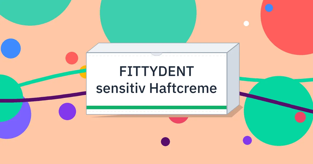Symbolbild: Packung mit der Aufschrift FITTYDENT sensitiv Haftcreme (PZN 10014894) – Verfügbarkeit und Bezug in Apotheken in Frankfurt am Main