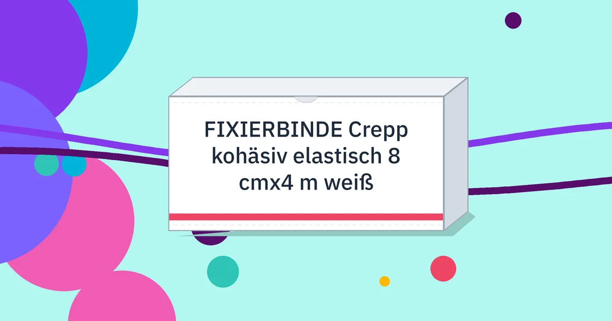 Symbolbild: Packung mit der Aufschrift FIXIERBINDE Crepp kohäsiv elastisch 8 cmx4 m weiß (PZN 04794675) – Verfügbarkeit und Bezug in Apotheken in Frankfurt am Main