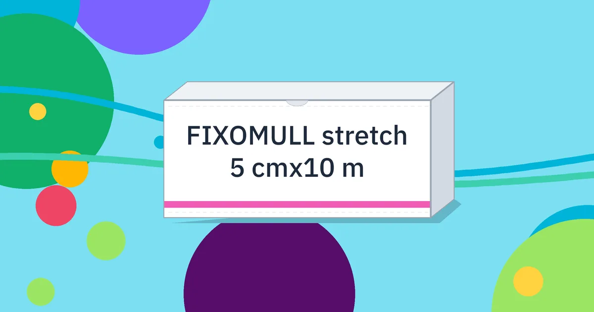 Symbolbild: Packung mit der Aufschrift FIXOMULL stretch 5 cmx10 m (PZN 20808081) – Verfügbarkeit und Bezug in Apotheken in Frankfurt am Main