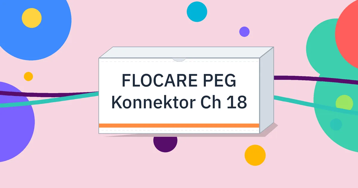 Symbolbild: Packung mit der Aufschrift FLOCARE PEG Konnektor Ch 18 (PZN 11289989) – Verfügbarkeit und Bezug in Apotheken in Frankfurt am Main