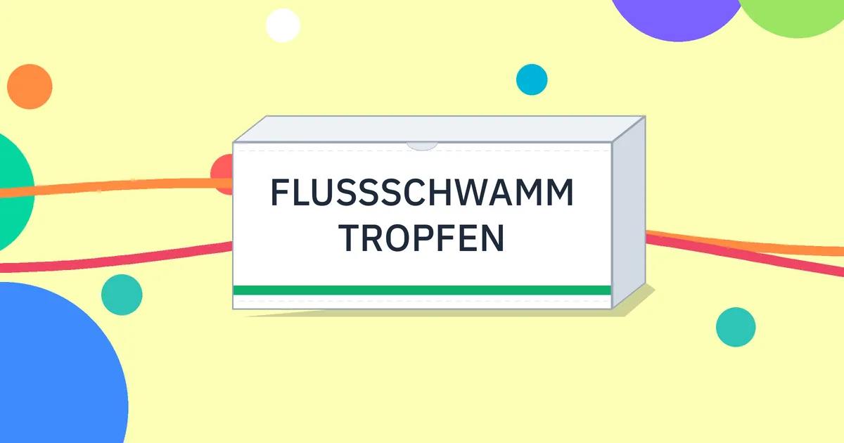 Symbolbild: Packung mit der Aufschrift FLUSSSCHWAMM TROPFEN (PZN 14283852) – Verfügbarkeit und Bezug in Apotheken in Frankfurt am Main