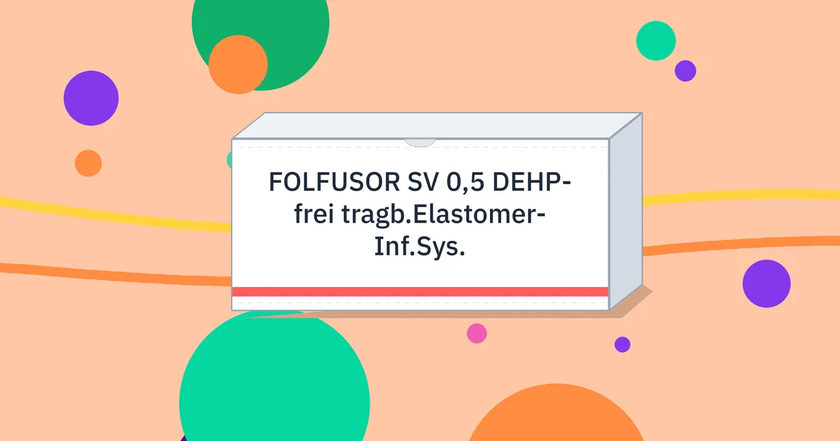Symbolbild: Packung mit der Aufschrift FOLFUSOR SV 0,5 DEHP-frei tragb.Elastomer-Inf.Sys. (PZN 14253377) – Verfügbarkeit und Bezug in Apotheken in Frankfurt am Main