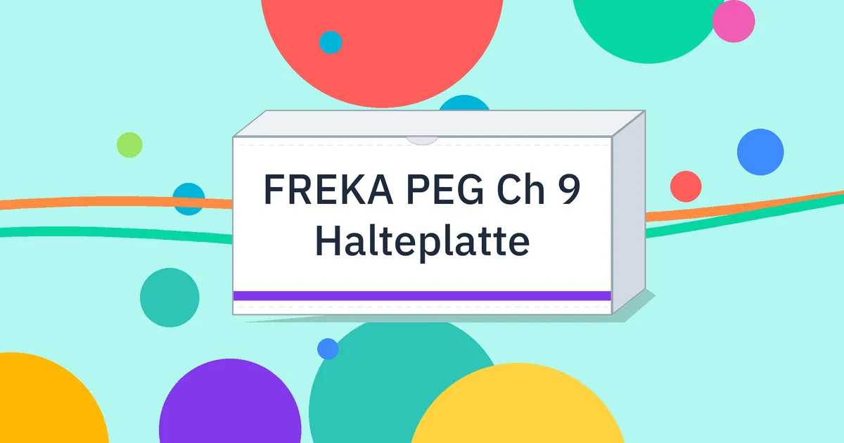 Symbolbild: Packung mit der Aufschrift FREKA PEG Ch 9 Halteplatte (PZN 01850166) – Verfügbarkeit und Bezug in Apotheken in Frankfurt am Main