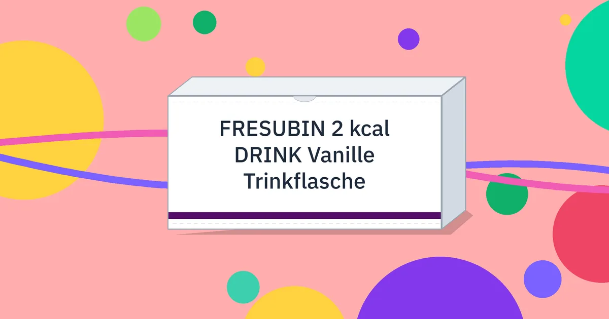 Symbolbild: Packung mit der Aufschrift FRESUBIN 2 kcal DRINK Vanille Trinkflasche (PZN 19666546) – Verfügbarkeit und Bezug in Apotheken in Frankfurt am Main