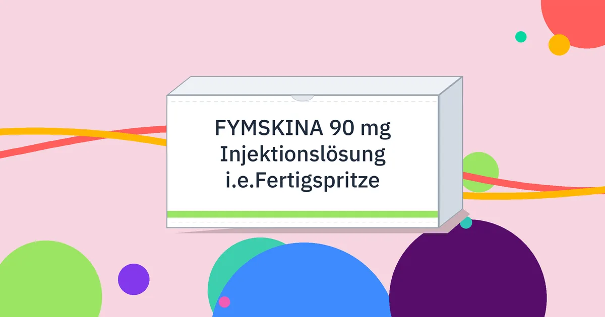 Symbolbild: Packung mit der Aufschrift FYMSKINA 90 mg Injektionslösung i.e.Fertigspritze (PZN 19741549) – Verfügbarkeit und Bezug in Apotheken in Frankfurt am Main